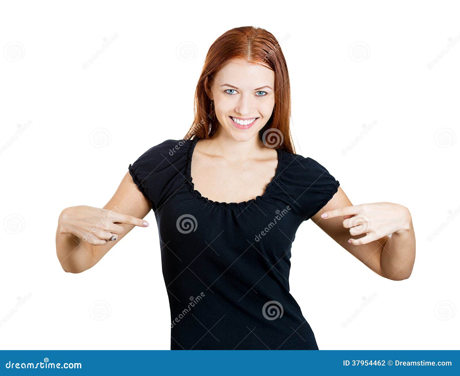 Woman pointing at herself stock photo. Image of beautiful - 37954462