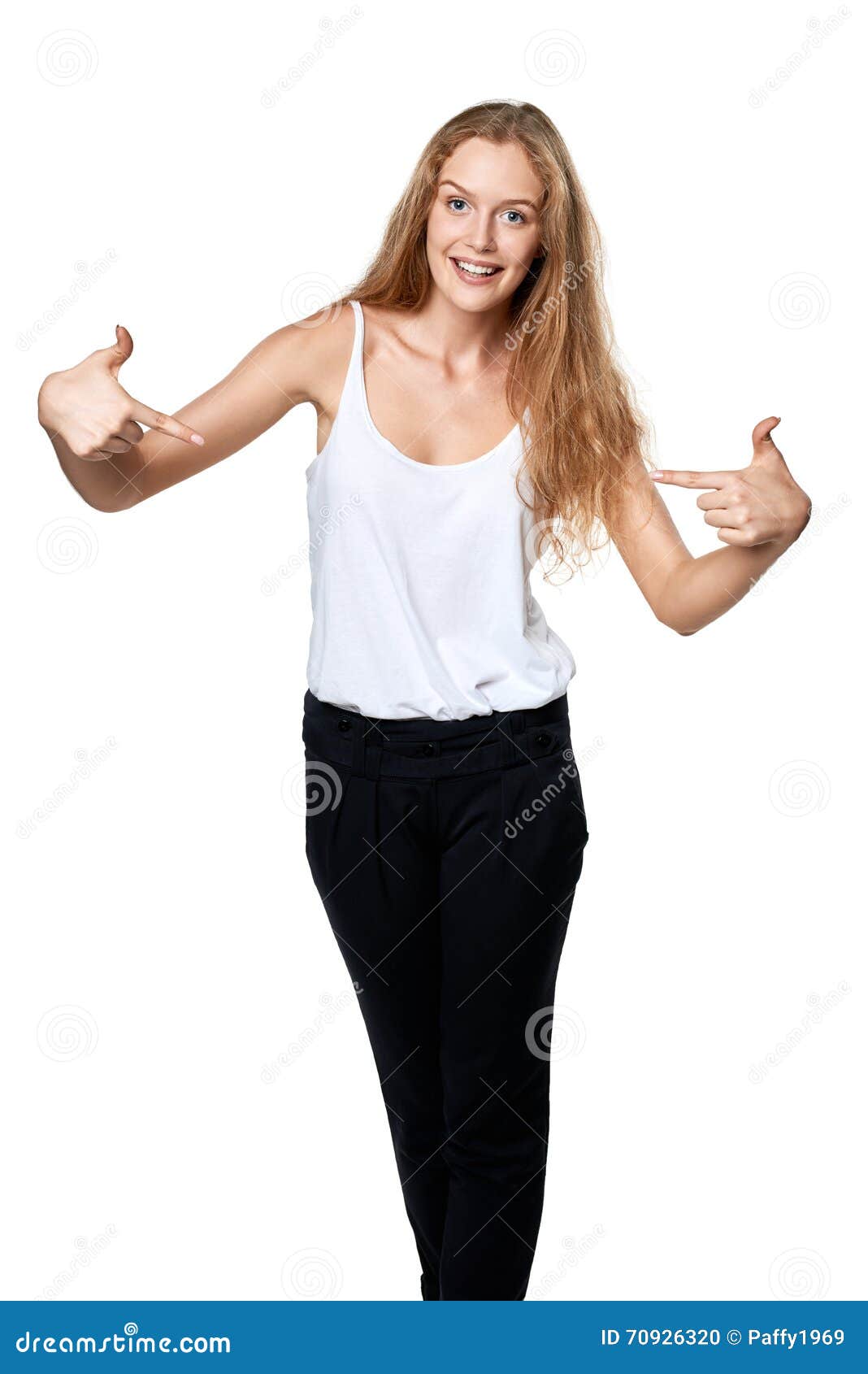 Woman pointing at herself stock photo. Image of isolated - 70926320
