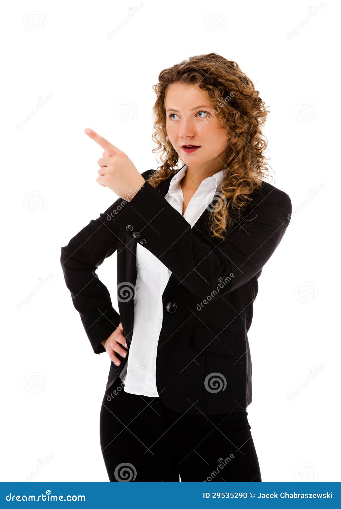 Woman Pointing Isolated on White Background Stock Photo - Image of ...