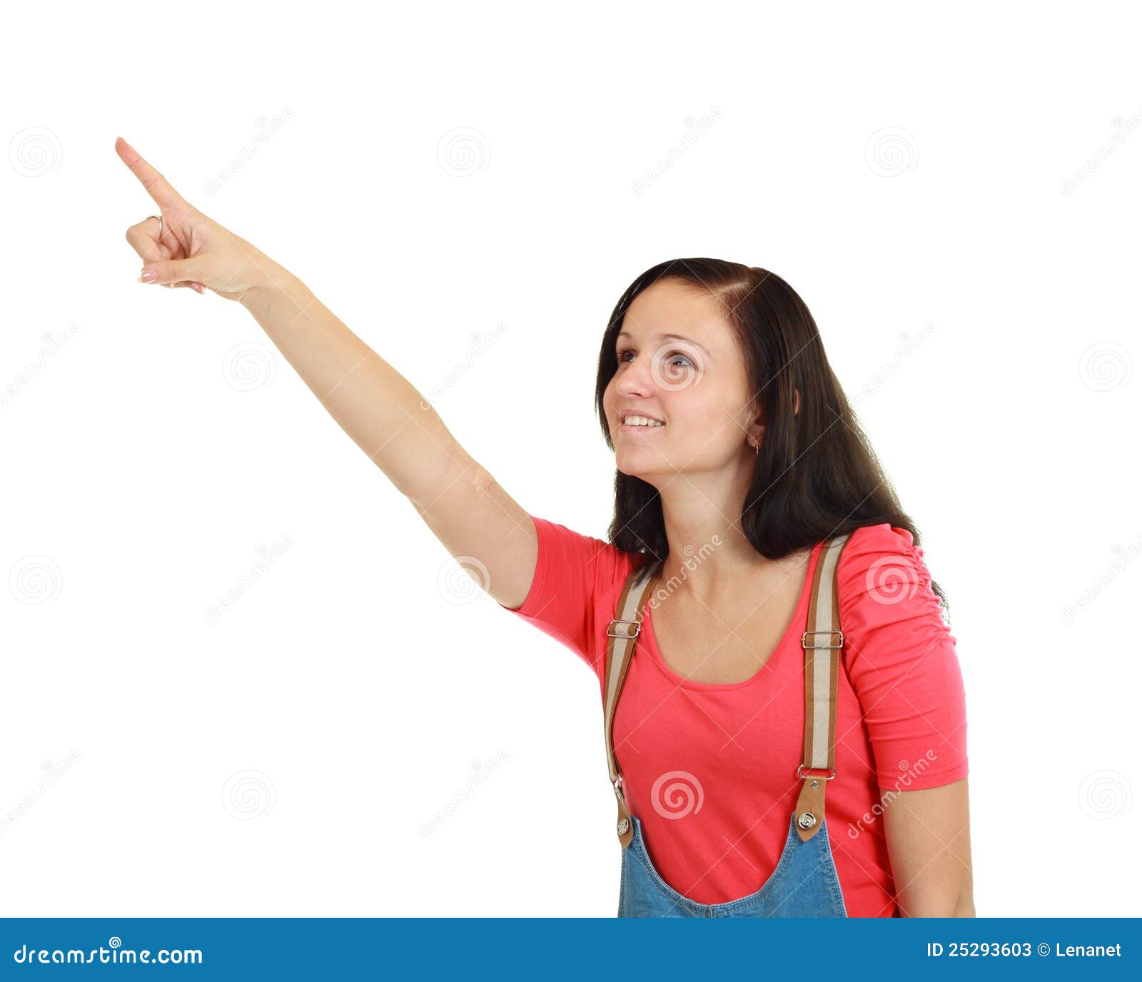 Woman Pointing and Looking Surprised Stock Image - Image of attractive ...