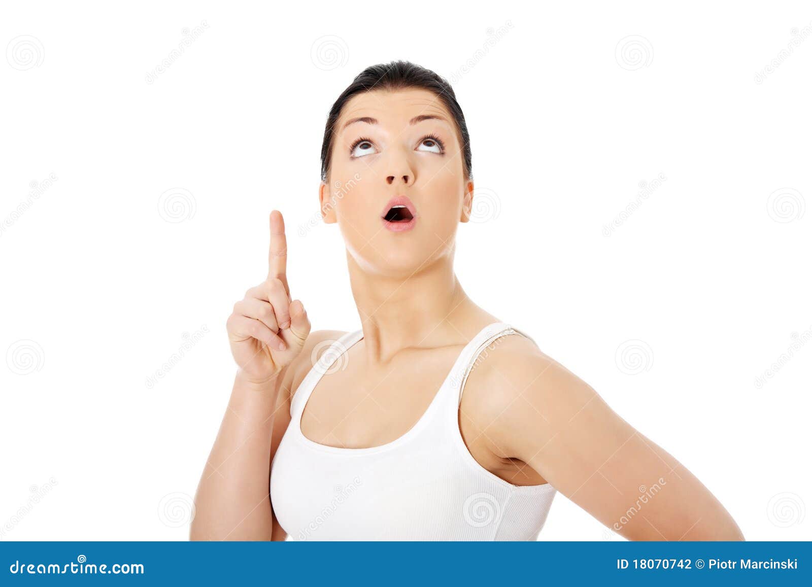 Woman pointing up stock photo. Image of gesturing, pointing - 18070742