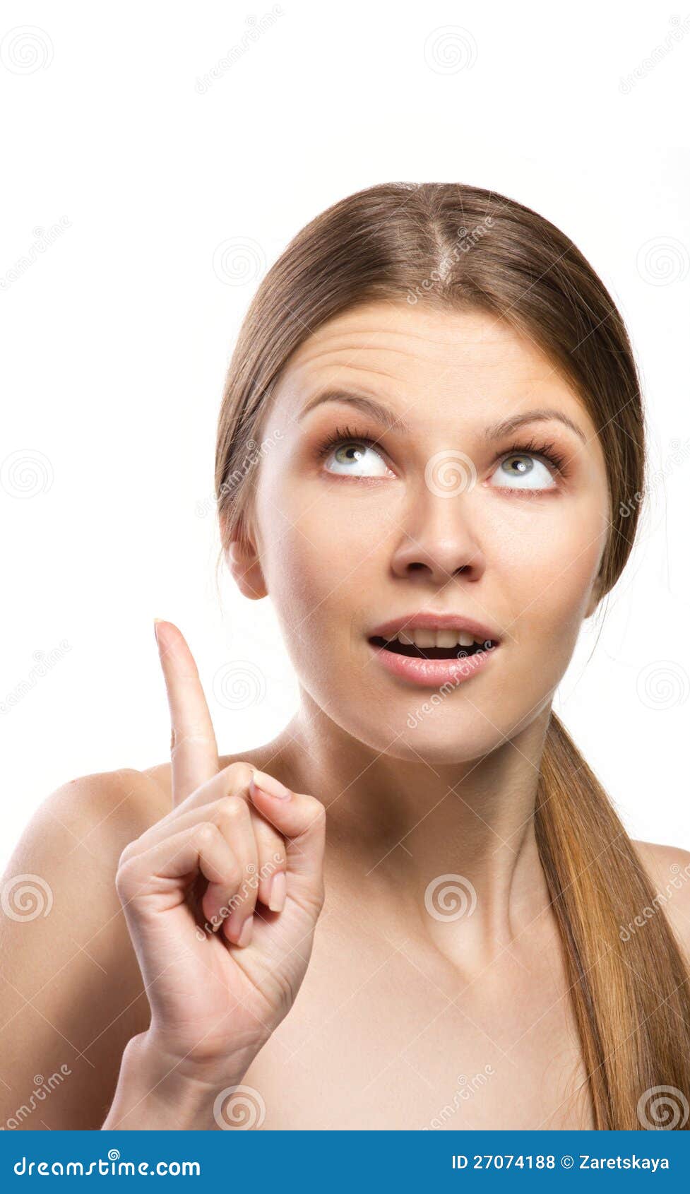 Woman pointing up stock photo. Image of hand, isolated - 27074188