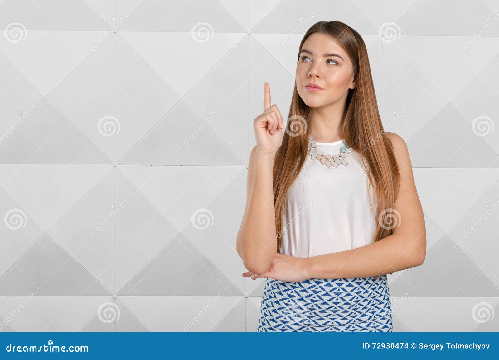 Woman pointing up stock photo. Image of gorgeous, marketing - 72930474