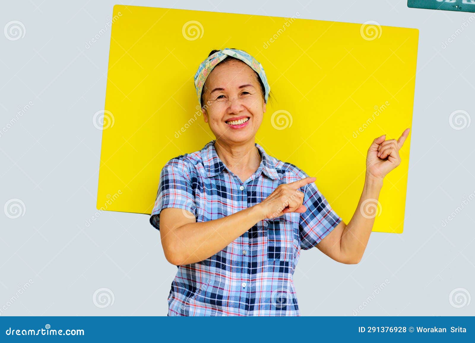 A Woman Points Her Finger To the Side, Indicating To Put Text in the ...