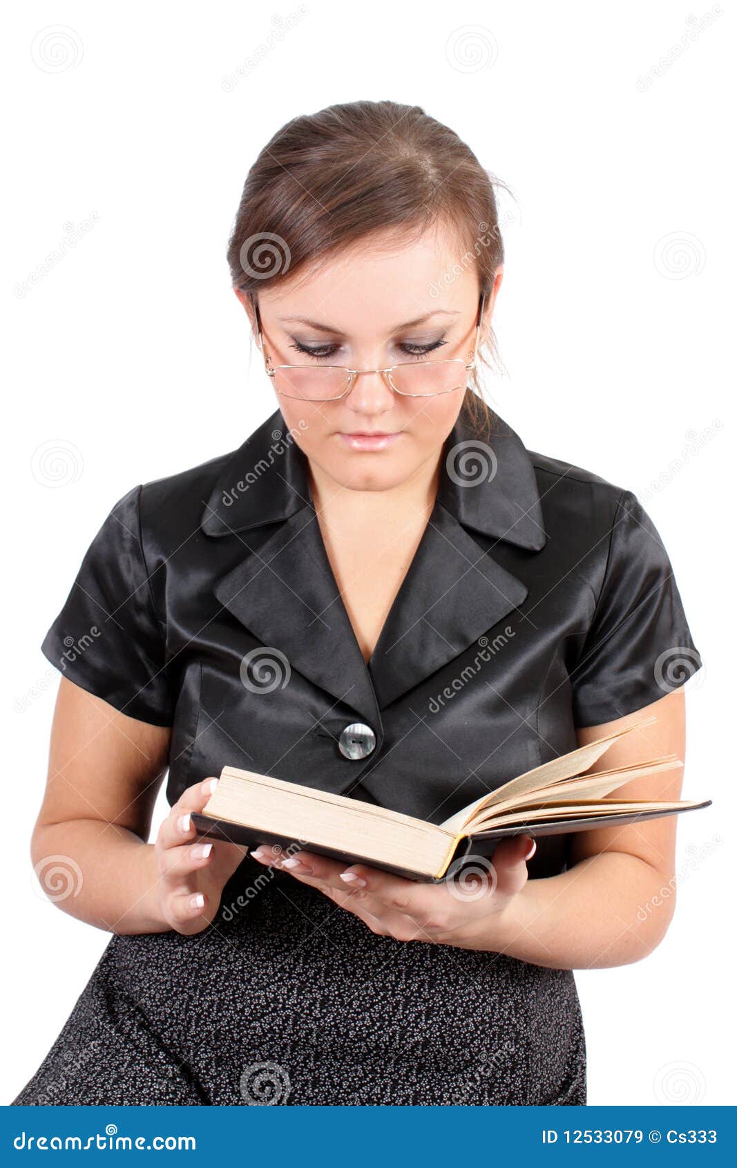 Woman in Points Reads the Book, Isolated. Stock Image - Image of points ...