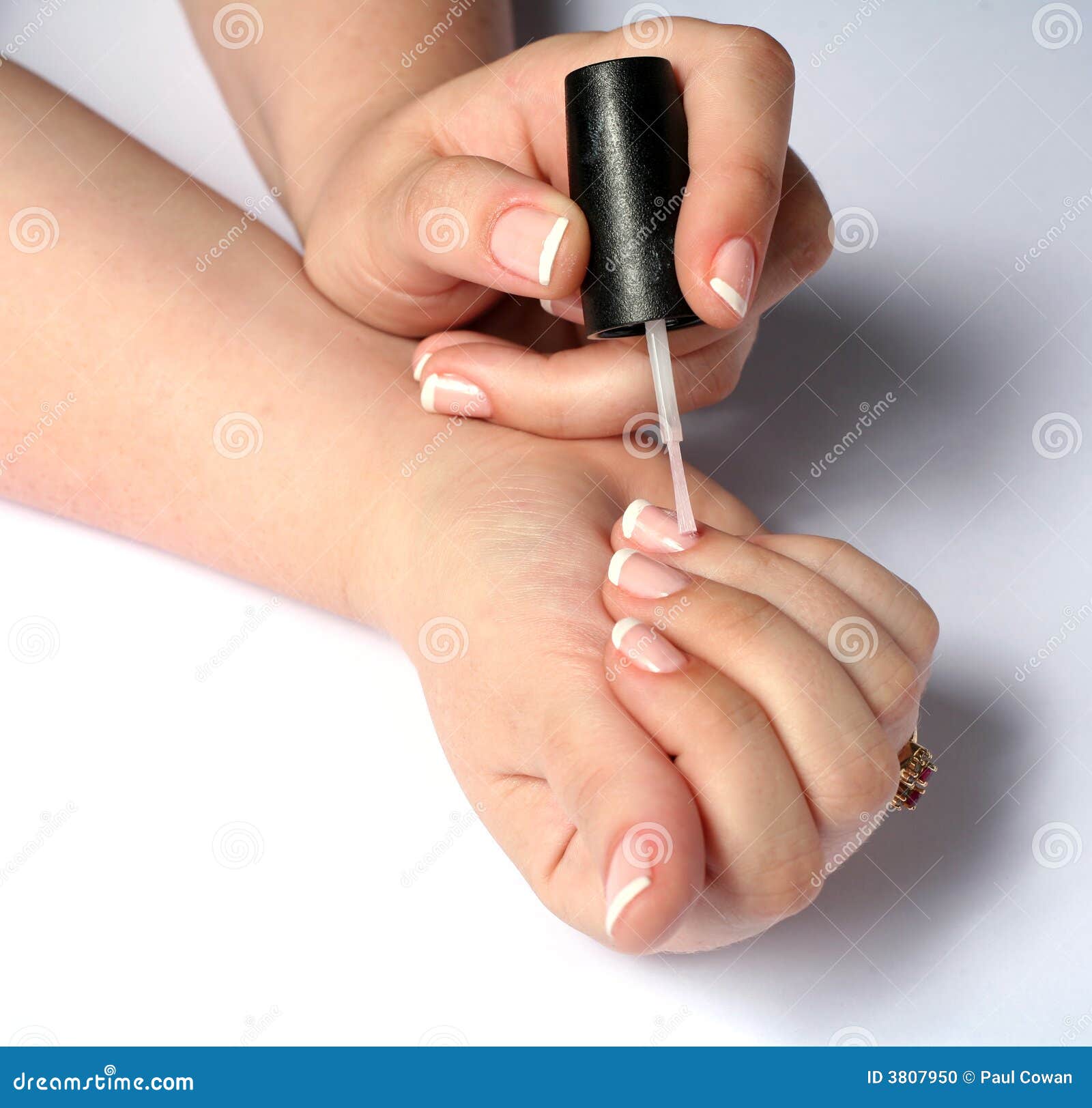 Woman Polishing Fingernails Stock Photo - Image of french, care: 3807950