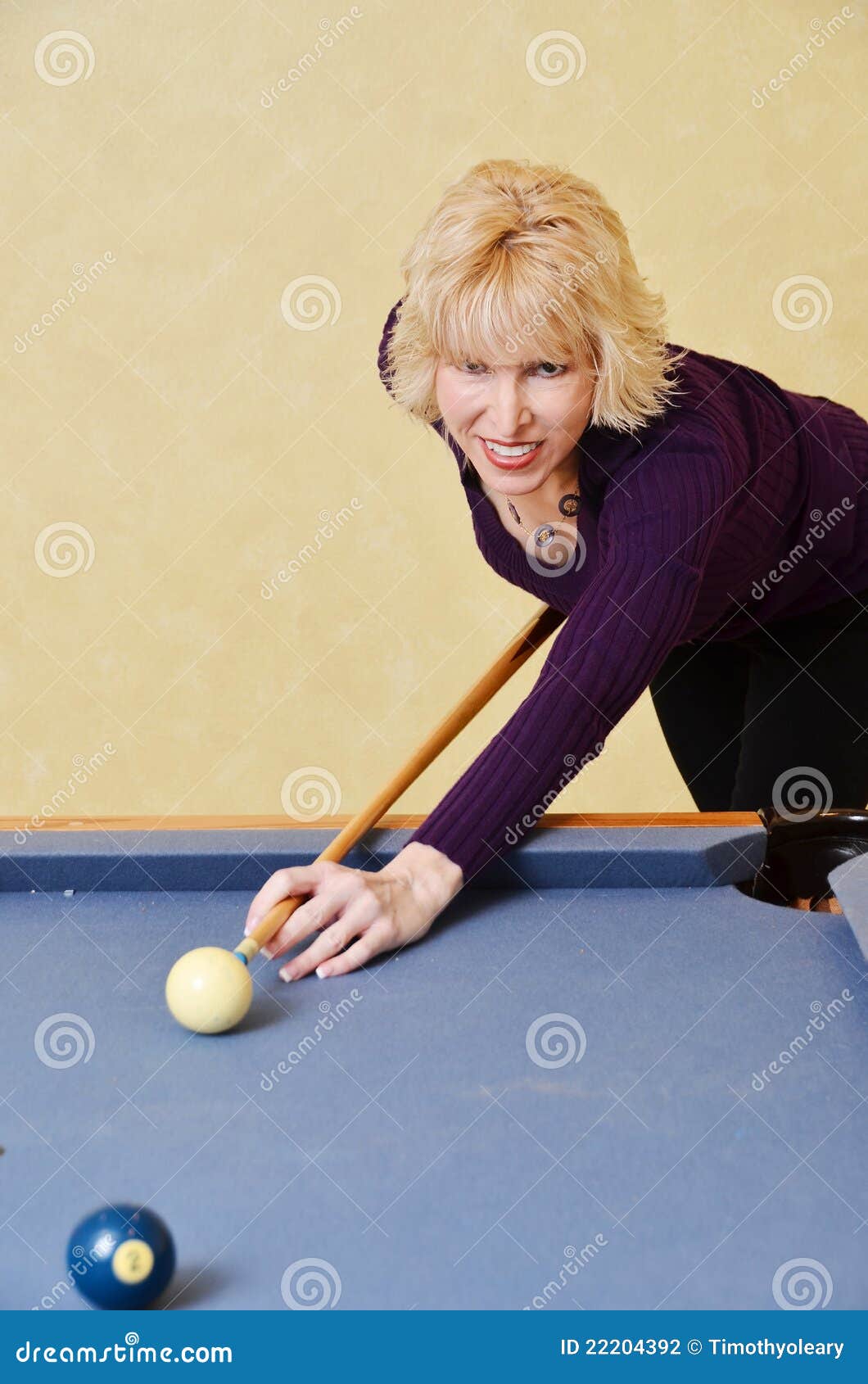 Woman Pool Player stock photo. Image of relax, table - 22204392