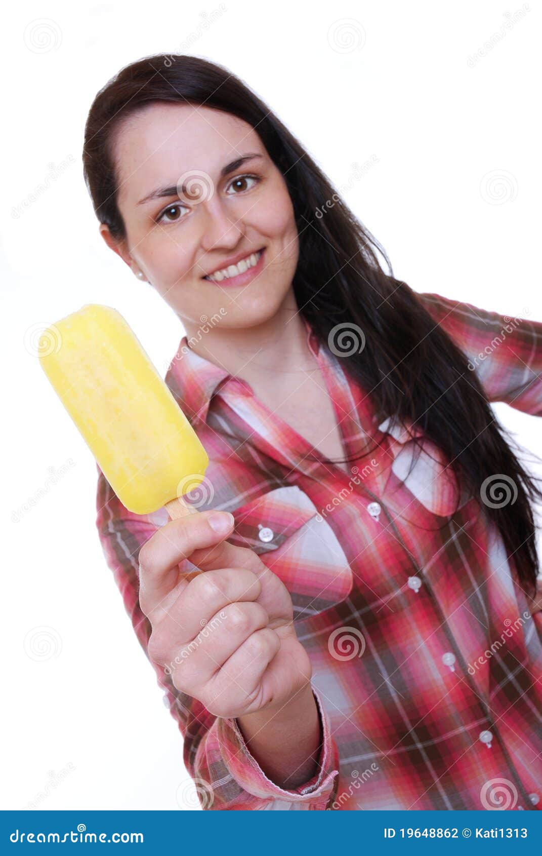 Woman with popsicle stock photo. Image of presentation - 19648862