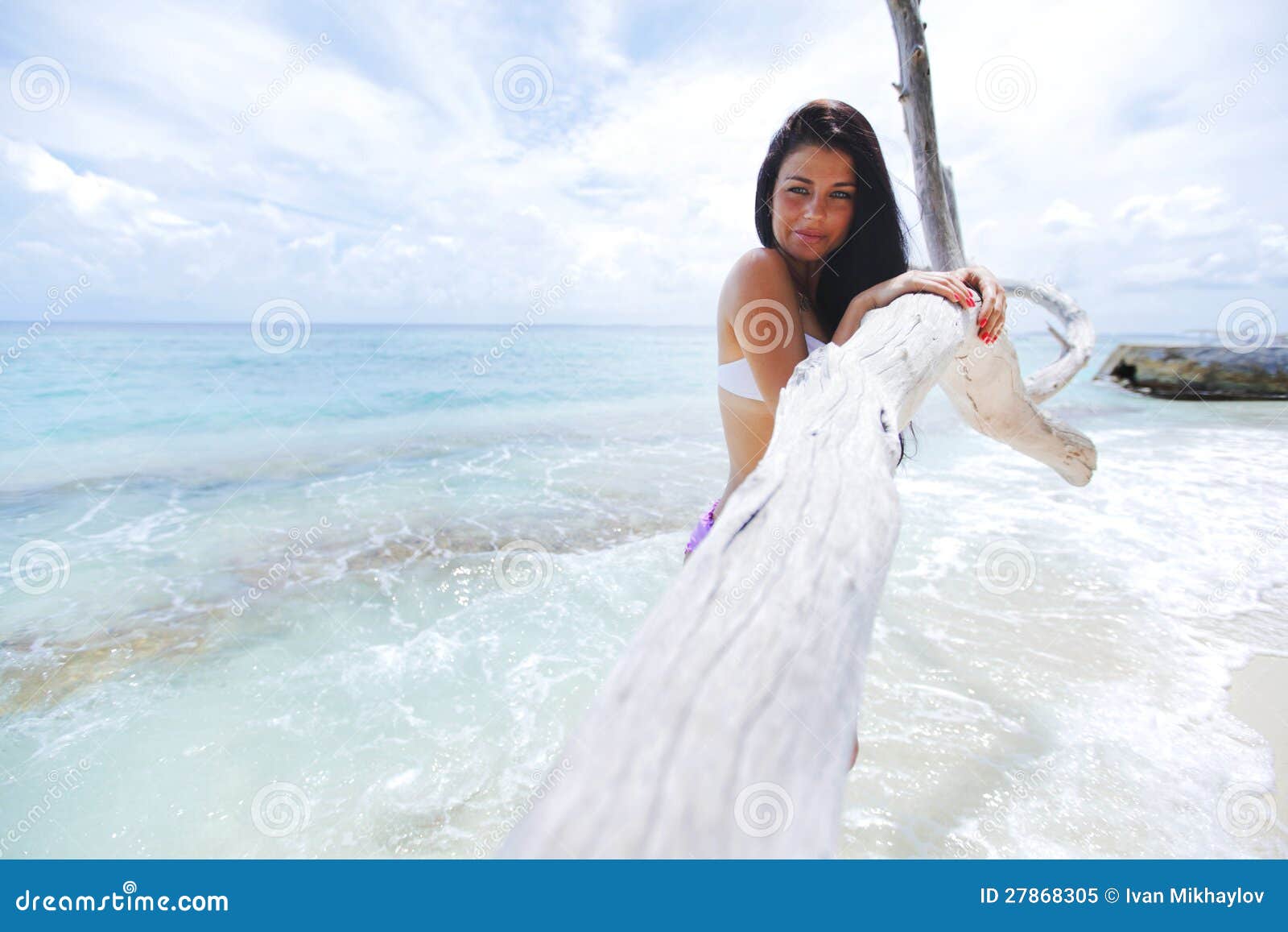 Woman portrait on beach stock image. Image of bikini - 27868305