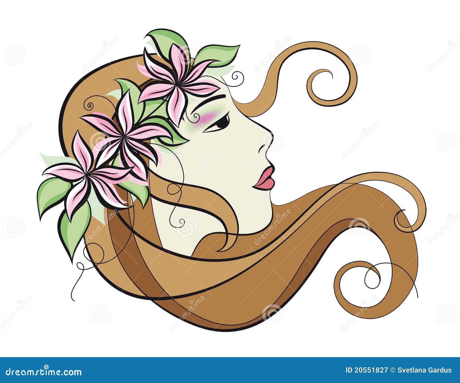 Woman portrait floral stock vector. Illustration of beautiful - 20551827