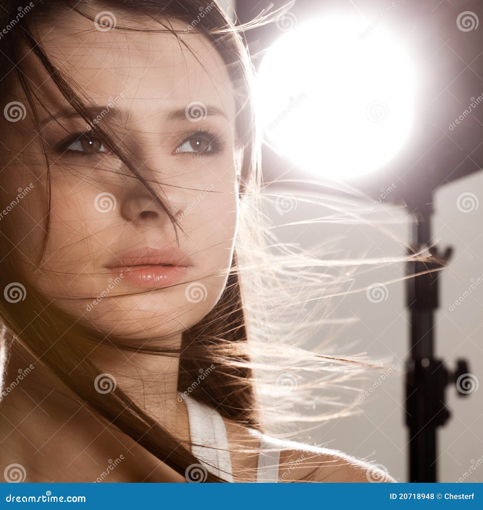 Woman Portrait with Flying Hair Stock Photo - Image of long, girl: 20718948