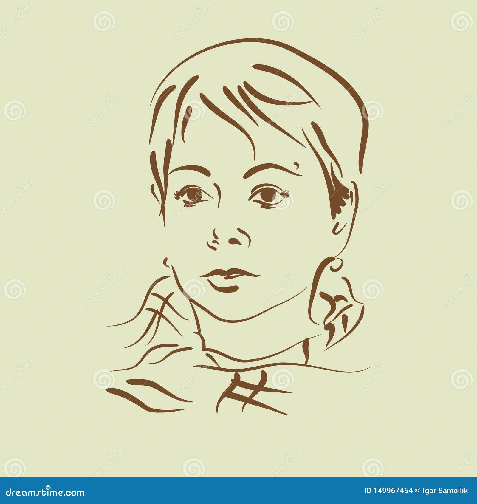 Woman Portrait Isolated on White Background. Vector Stock Vector ...