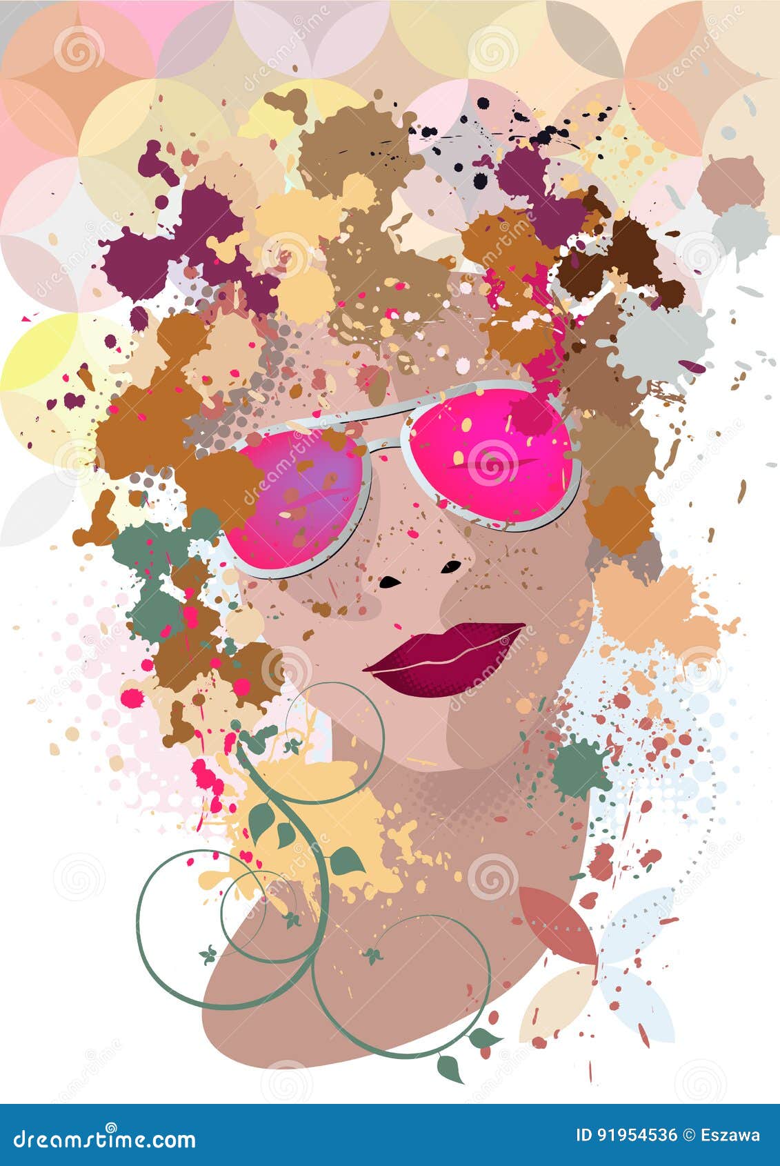 The Woman Portrait in Profile with Stains Stock Vector - Illustration ...