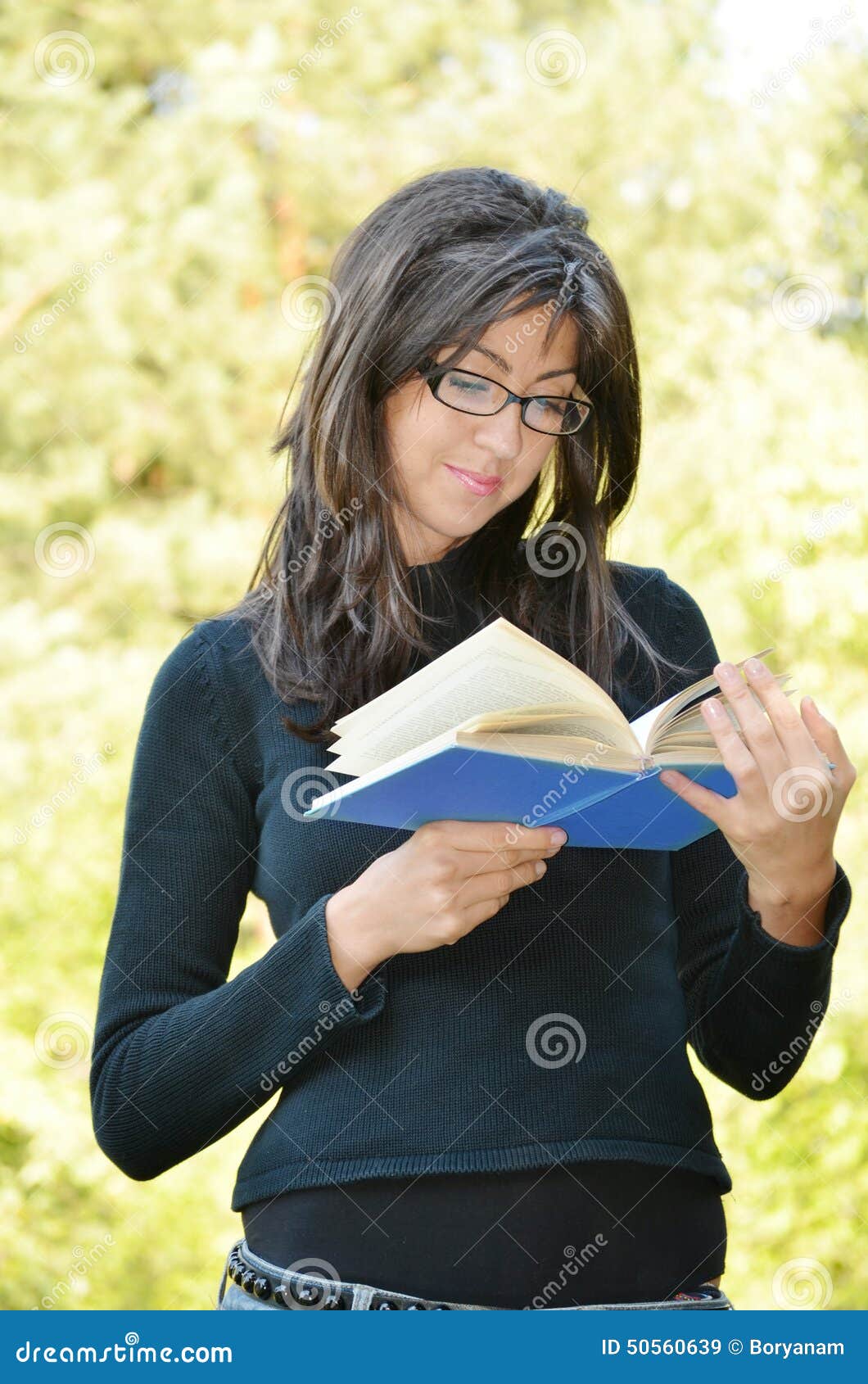 Woman Portrait Reading a Book Stock Image - Image of holding, joyful ...