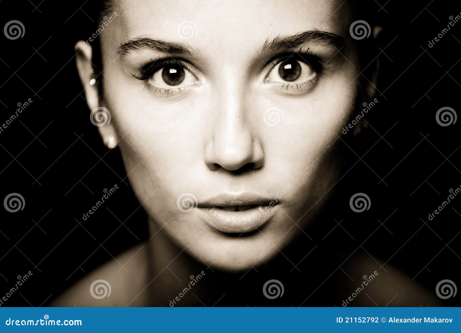 Woman Portrait in Sepia Style. Stock Photo - Image of person, lips ...