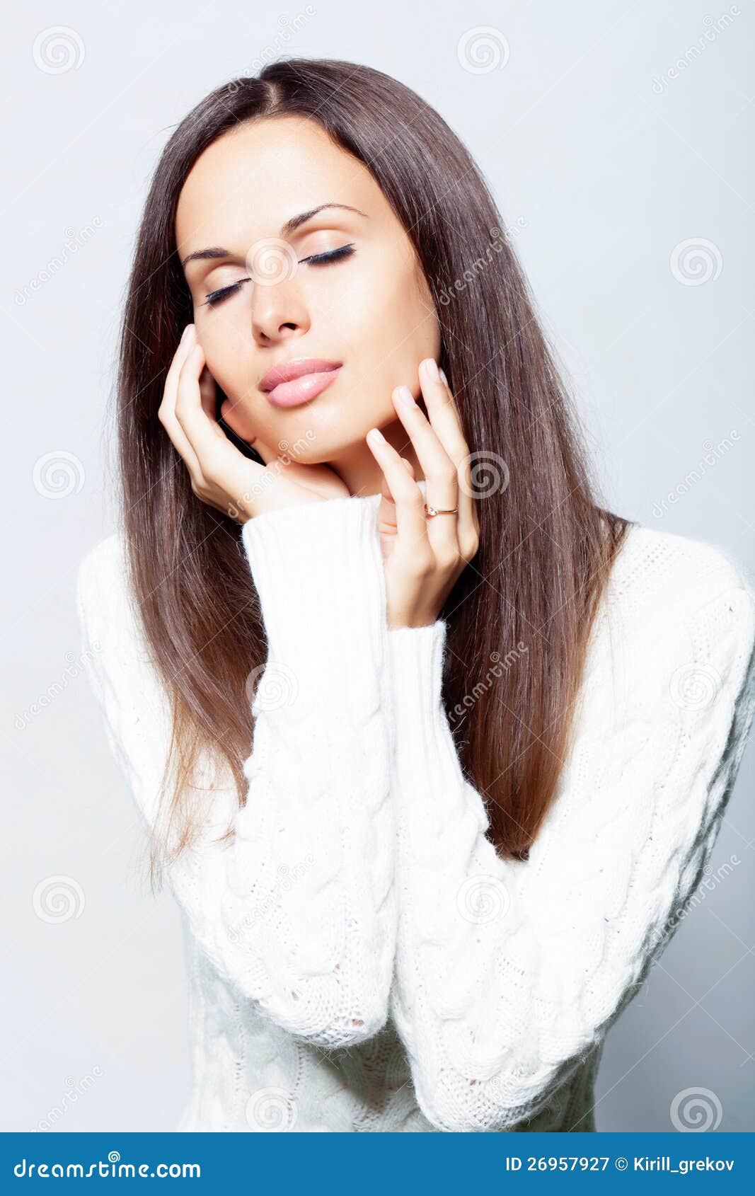 Woman portrait in studio stock image. Image of care, adult - 26957927