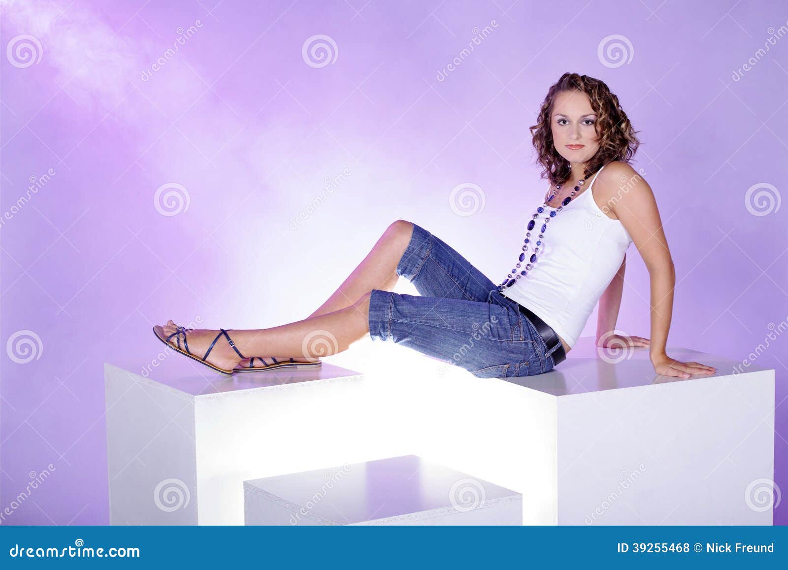 Woman posing on cube stock photo. Image of elegance, luxury - 39255468