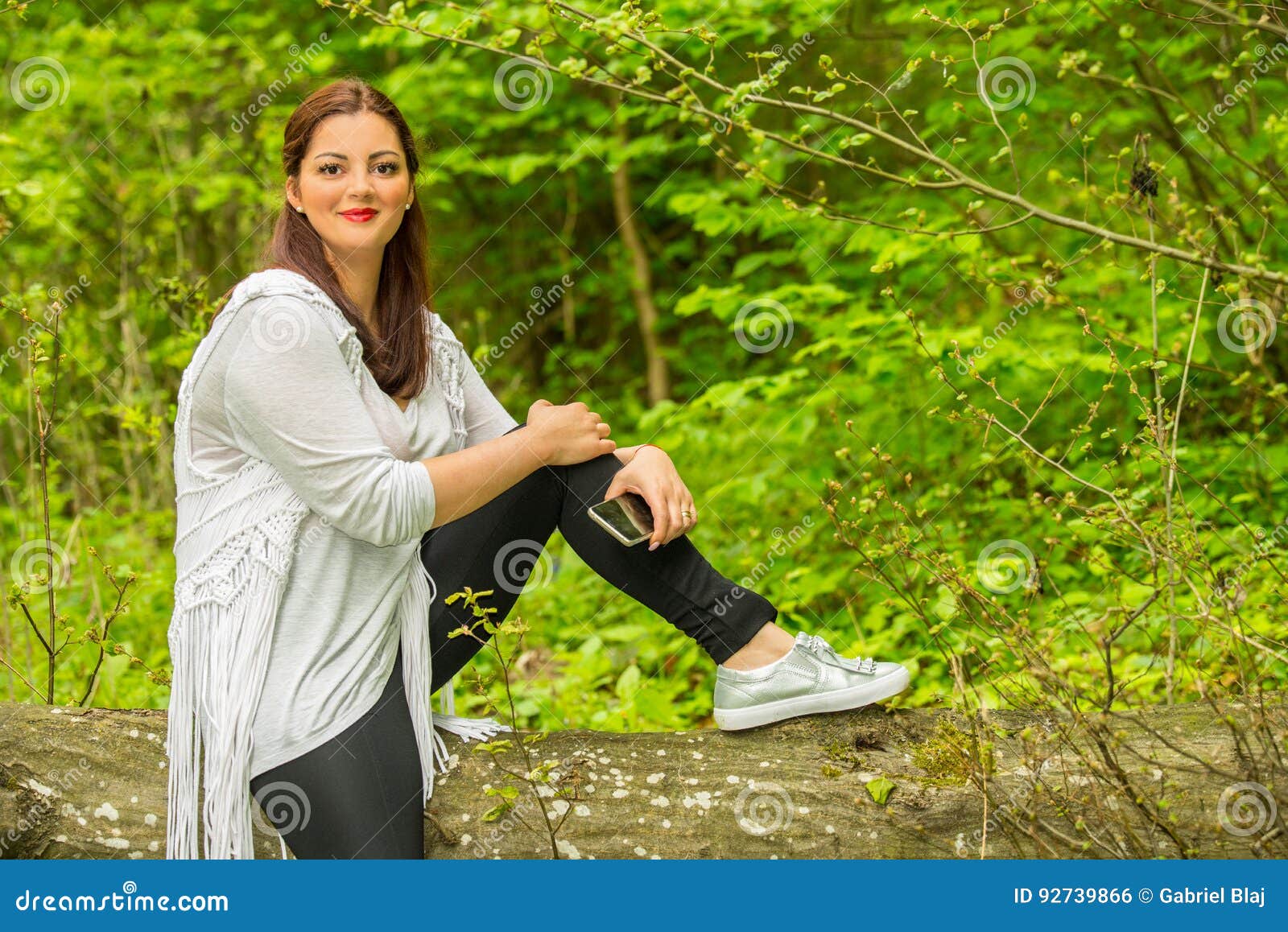 Woman posing in forest stock photo. Image of foliage - 92739866