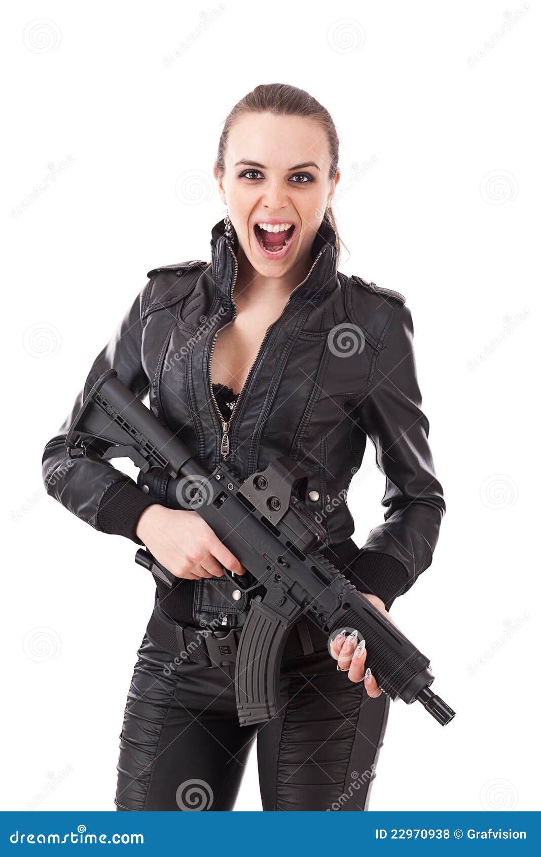 Woman posing with a guns stock photo. Image of adult - 22970938