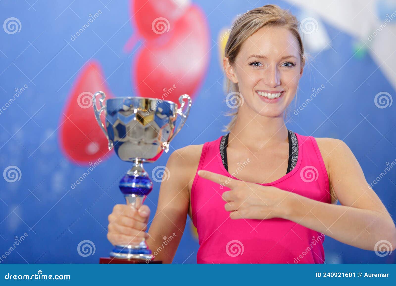 Woman posing with trophy stock image. Image of victory - 240921601