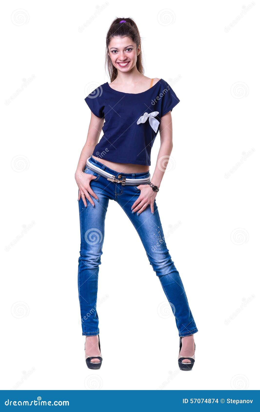 Woman Posing Isolated on a White Background Stock Photo - Image of ...