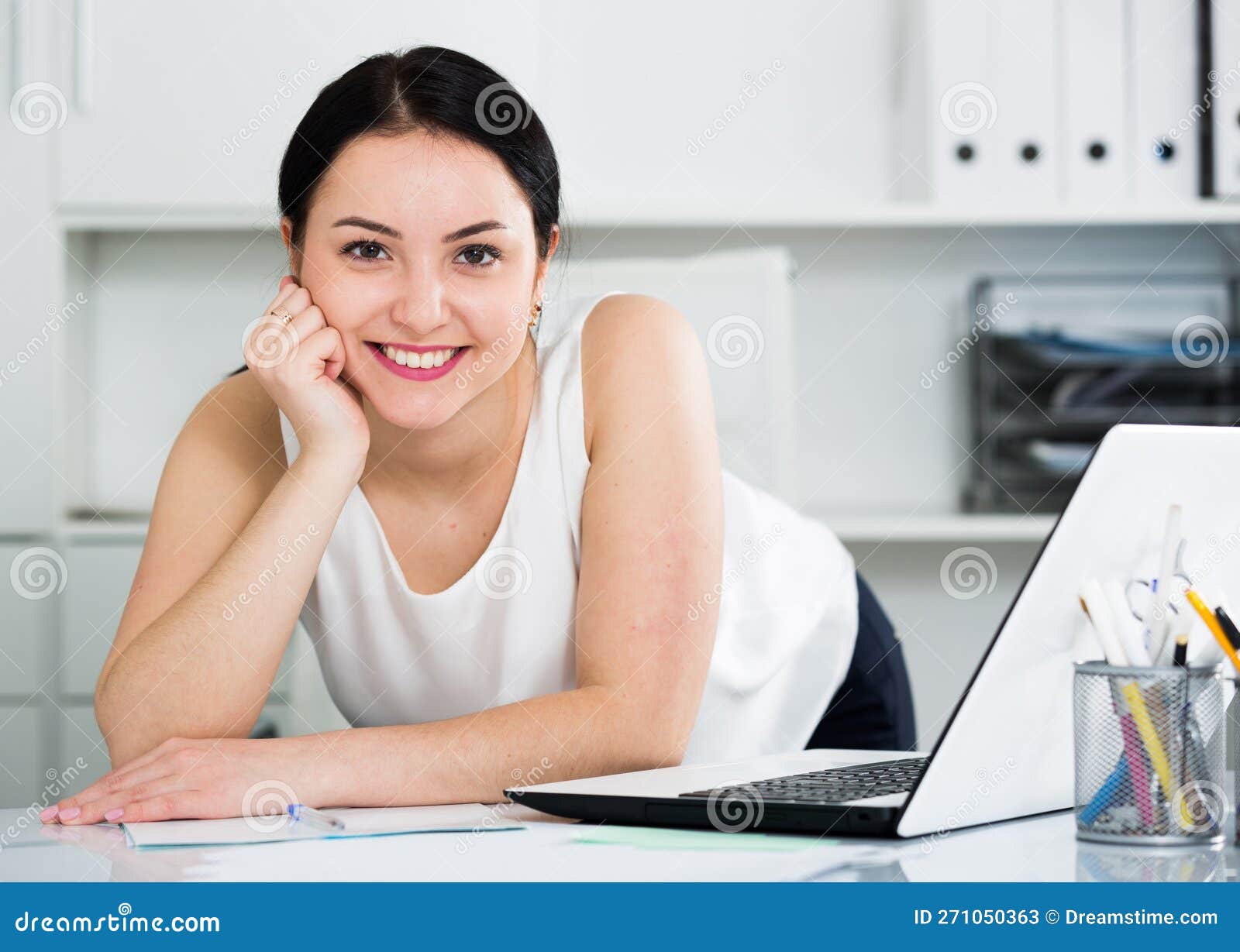 Woman posing in office stock image. Image of young, professional ...