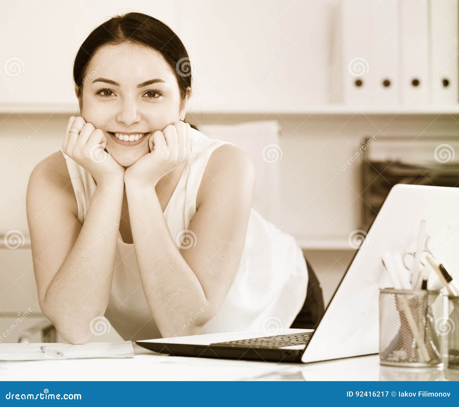 Woman posing in office stock image. Image of manager - 92416217