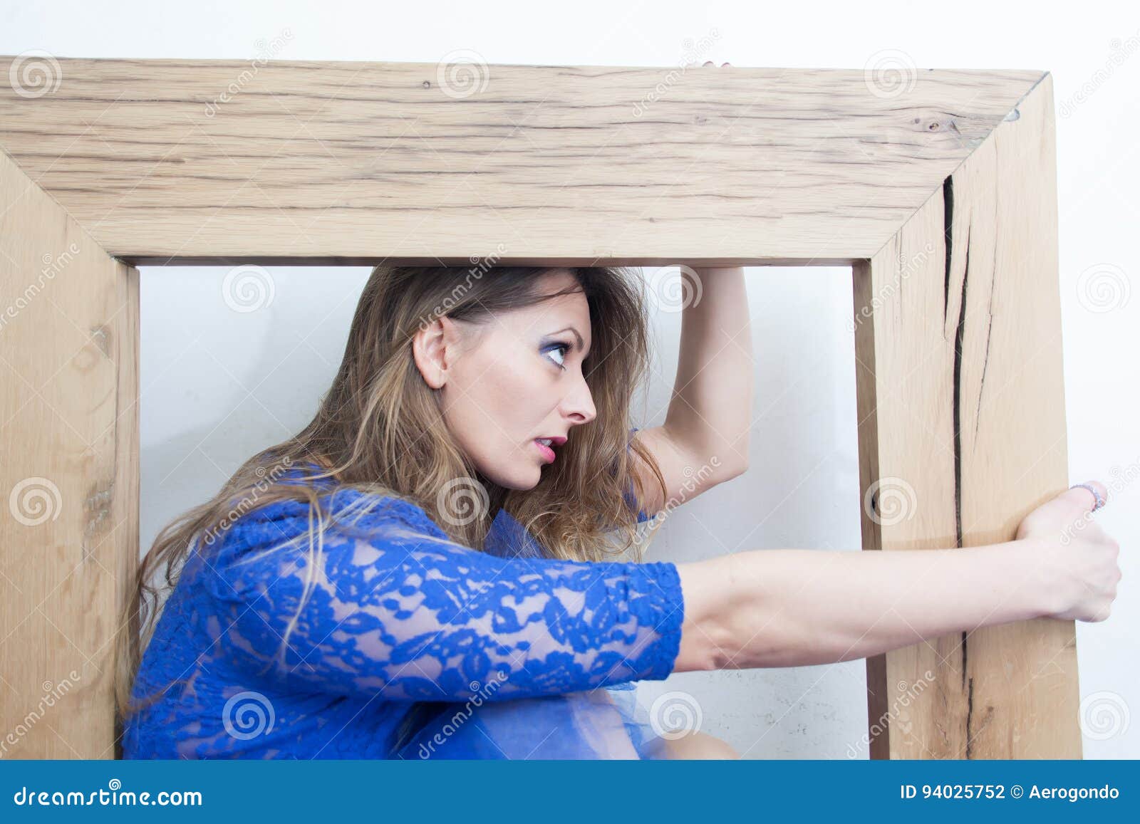 Woman Posing in a Picture Frame Stock Photo - Image of elegant, blonde ...