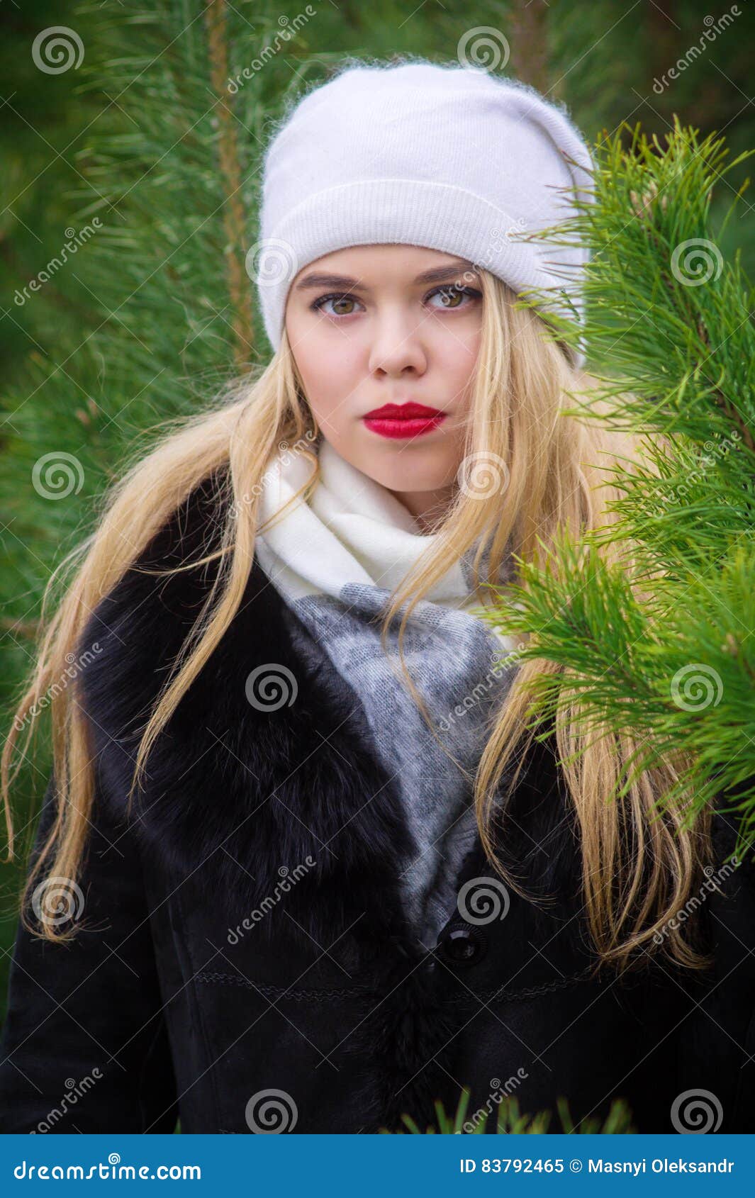 Woman posing in pines stock image. Image of forest, green - 83792465