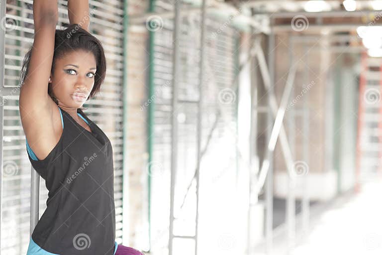 Woman Posing by Scaffolding Stock Photo - Image of modern, cosmetics ...