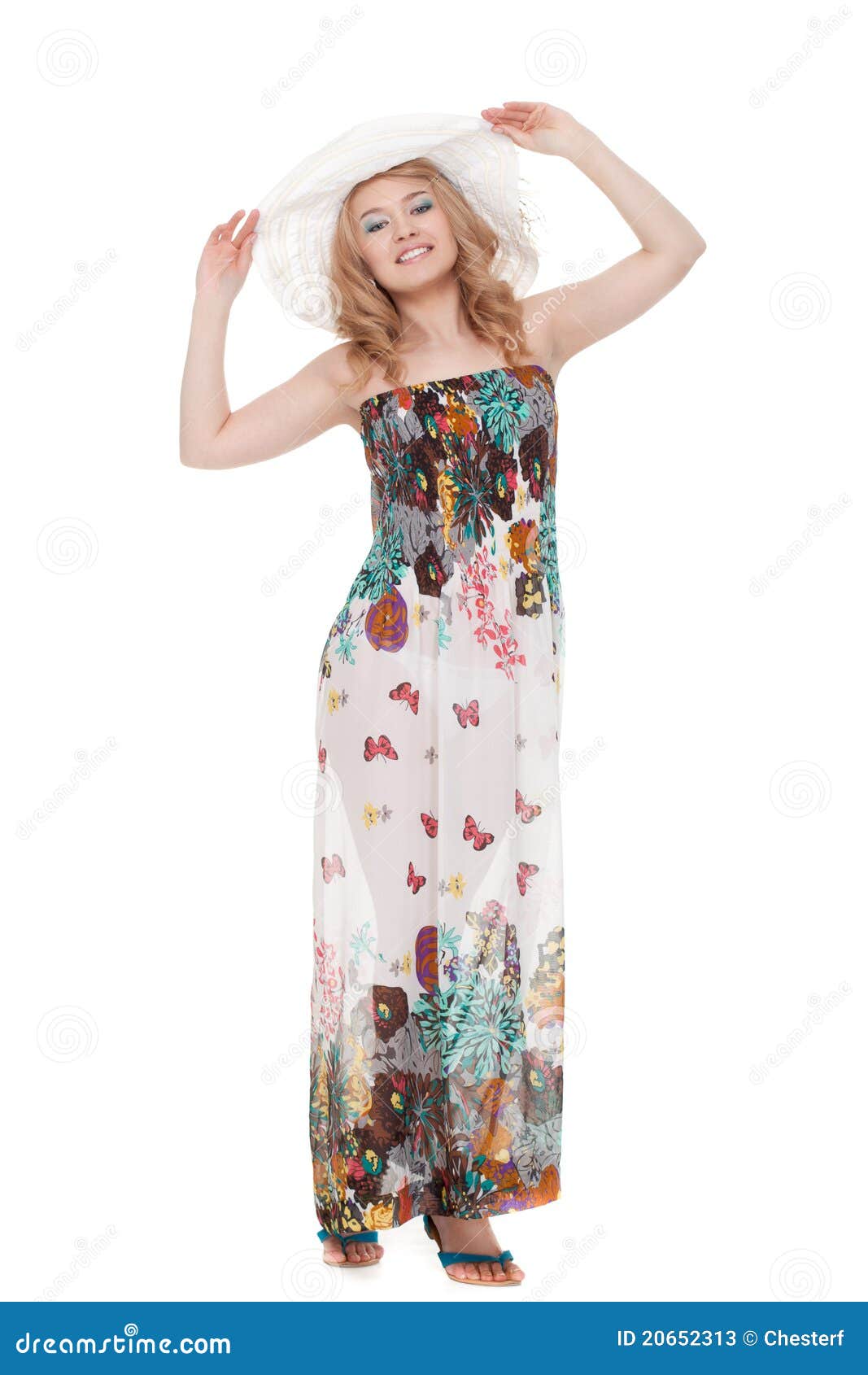 Woman Posing Wearing Sundress Stock Image - Image of beautiful ...
