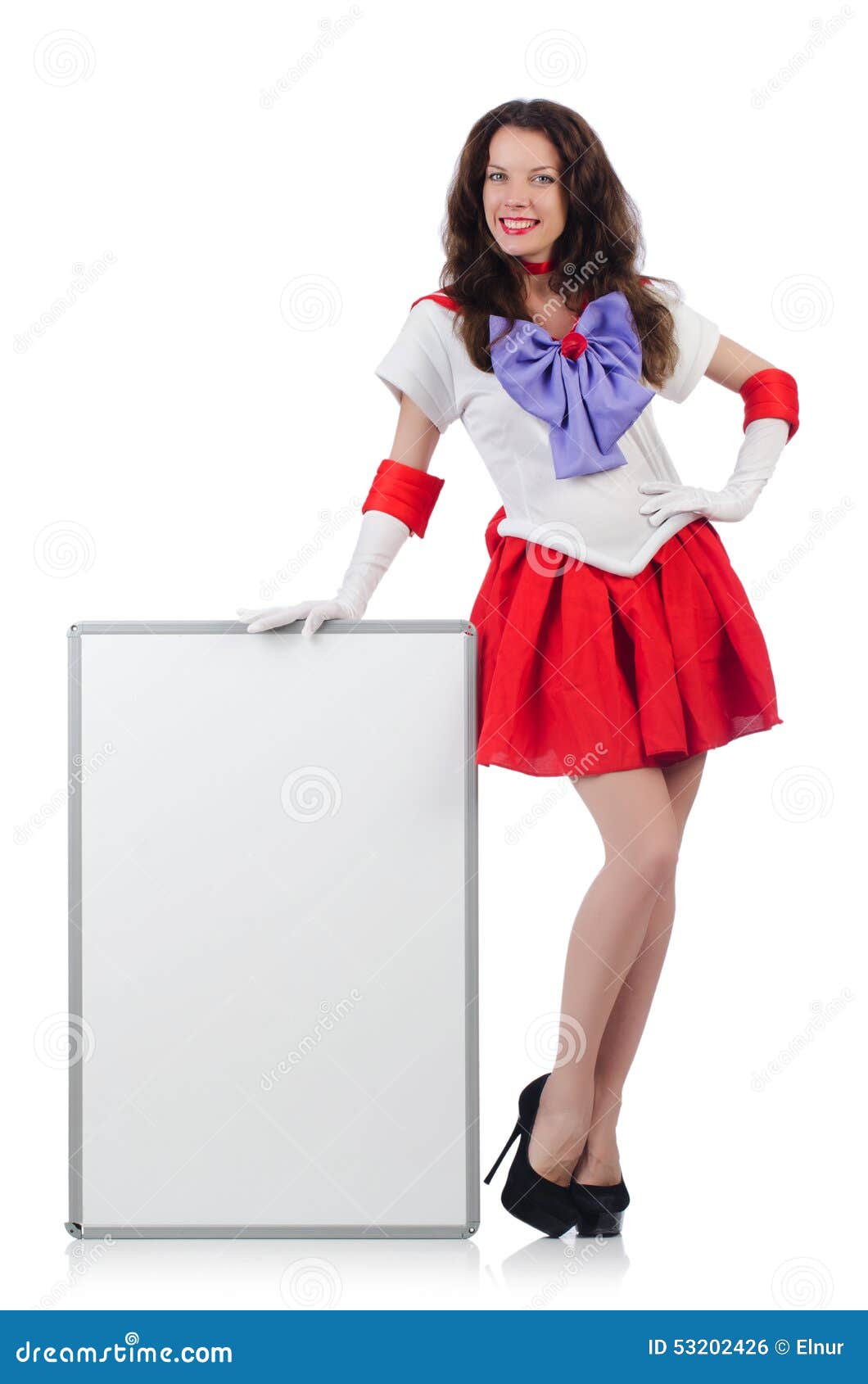 Woman with Poster Isolated on White Stock Photo - Image of glamour ...