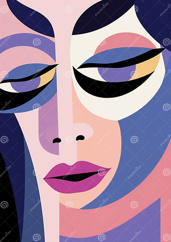 Woman Poster Modern Cubist Portrait Face Person Graphic Abstract Cubism