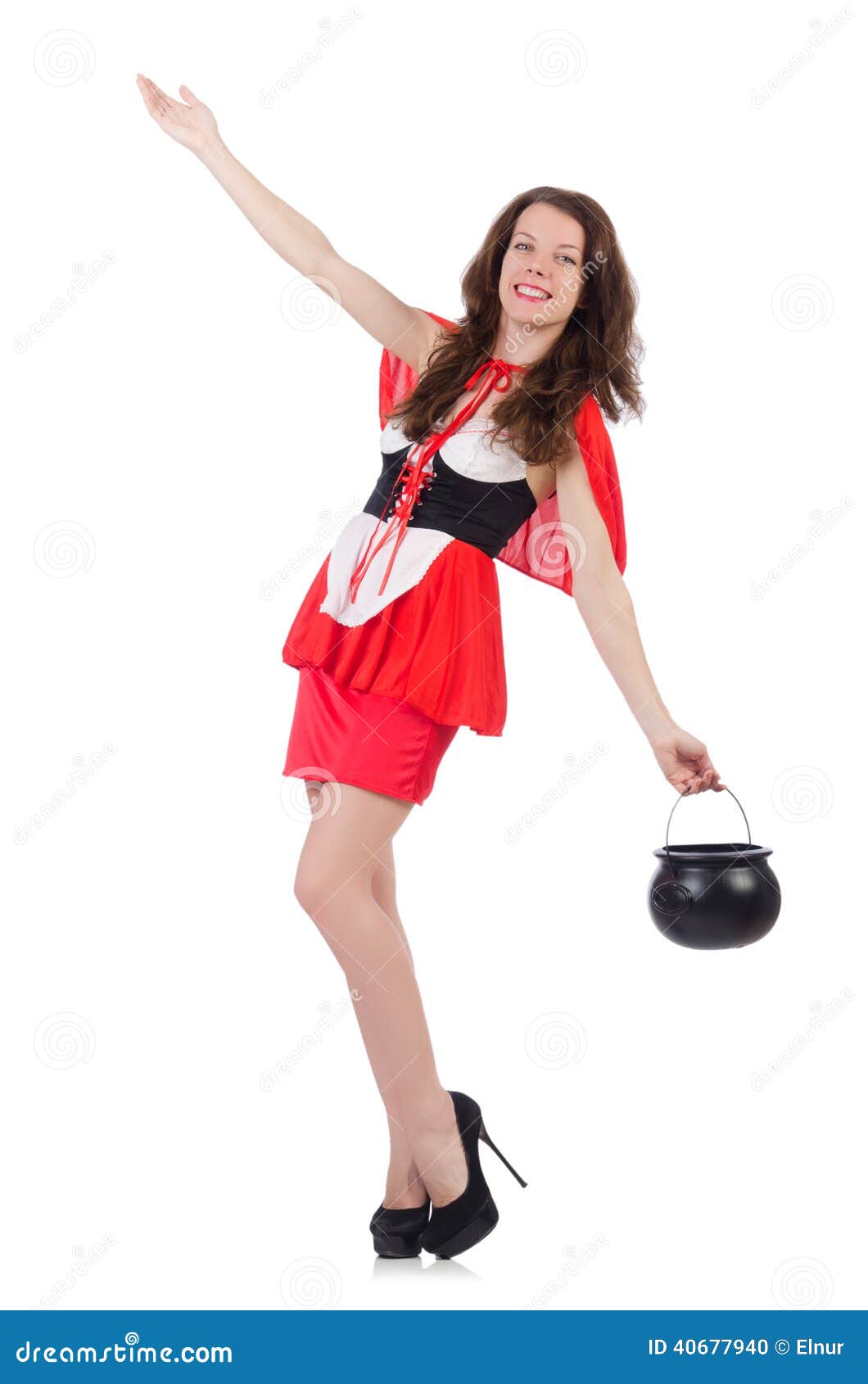 Woman with pot stock photo. Image of party, pigtails - 40677940