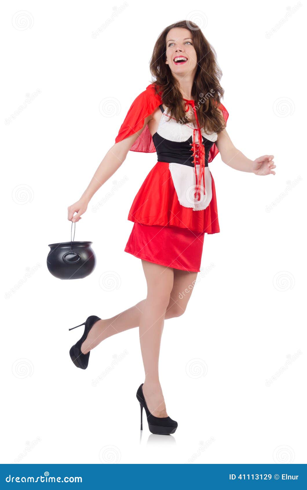 Woman with pot isolated stock image. Image of lager, brunette - 41113129