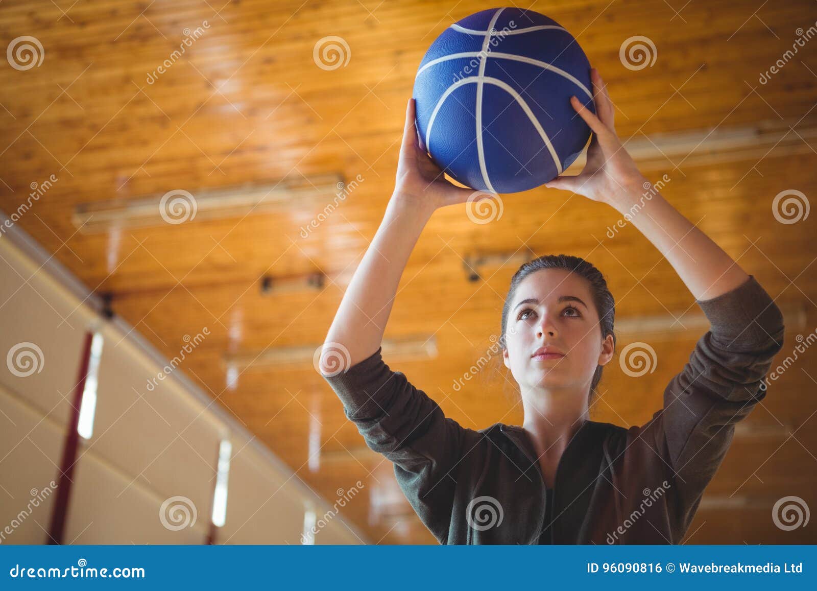 Woman Practicing Basketball in Court Stock Photo - Image of equipment ...
