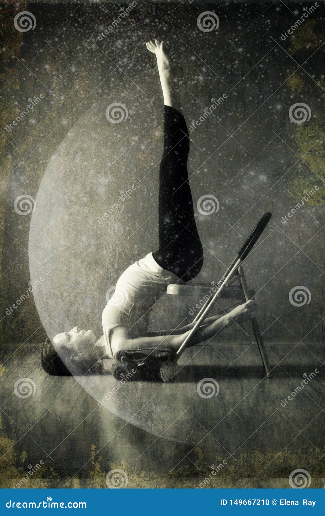 Moon Woman in a Yoga Studio Practicing Restorative Asana Stock Photo ...