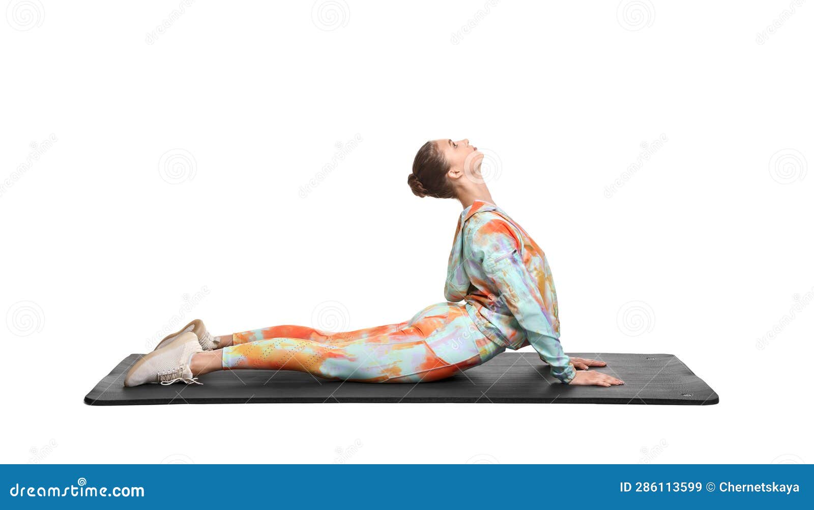 Young Woman Practicing Yoga on White Background Stock Image - Image of ...