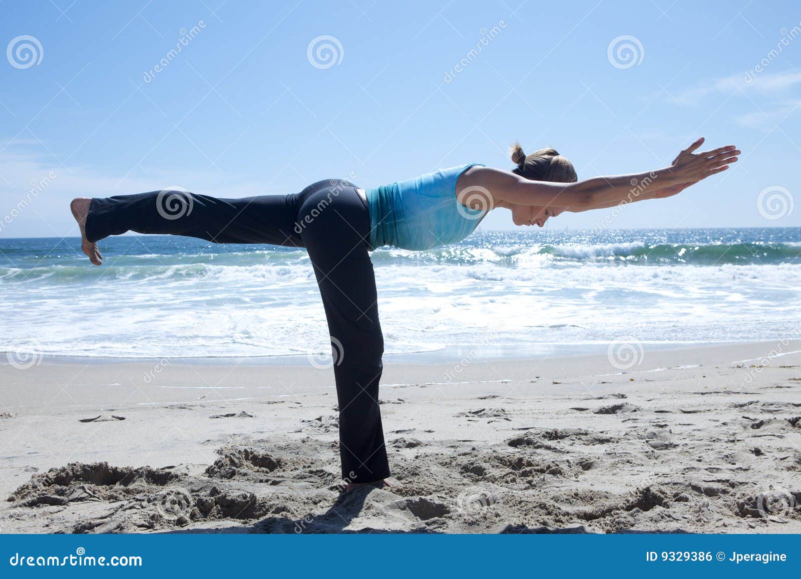 Woman Practicing Yogo at the Beach Stock Photo - Image of health, body ...