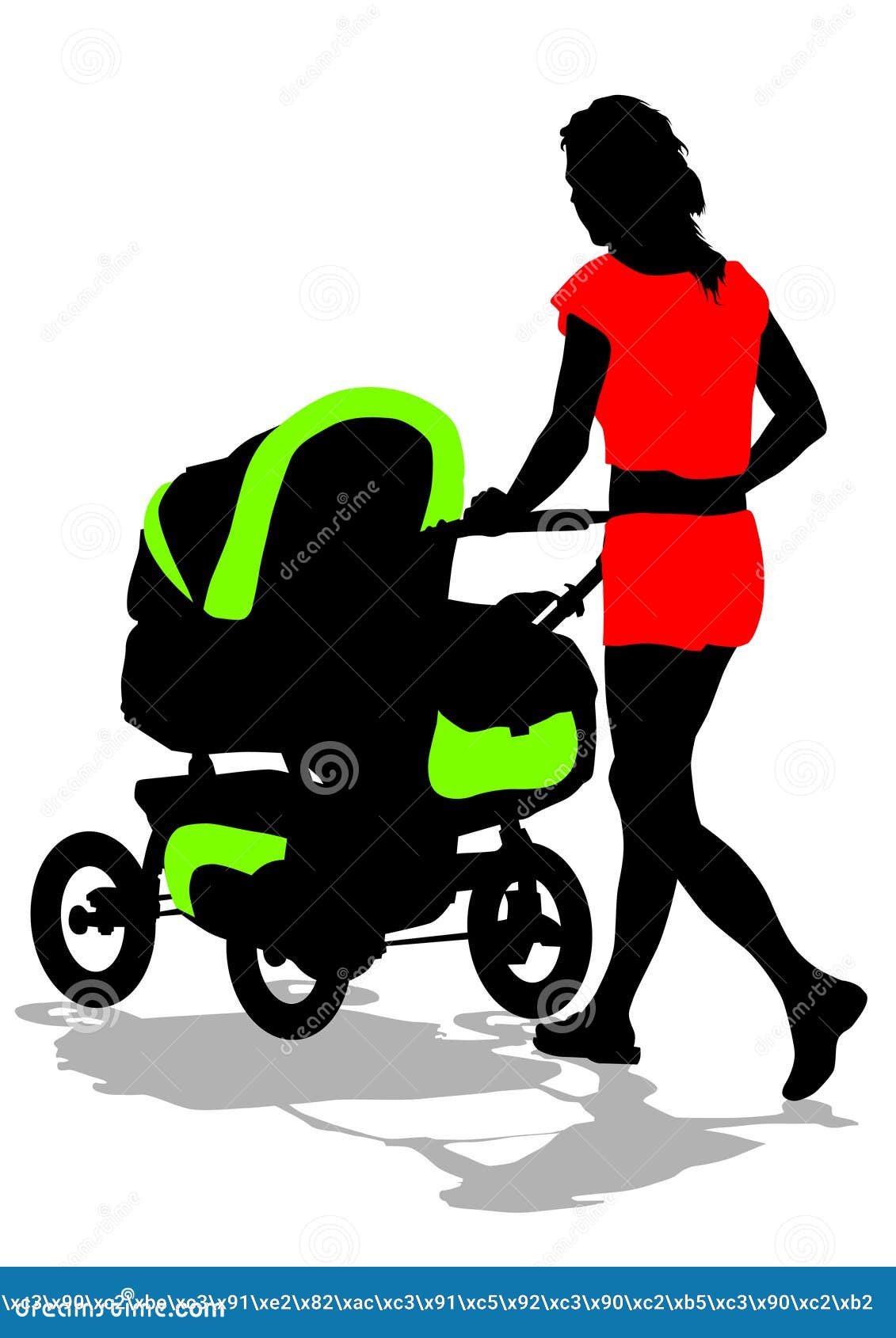 Woman with a pram stock illustration. Illustration of feminine - 21330747