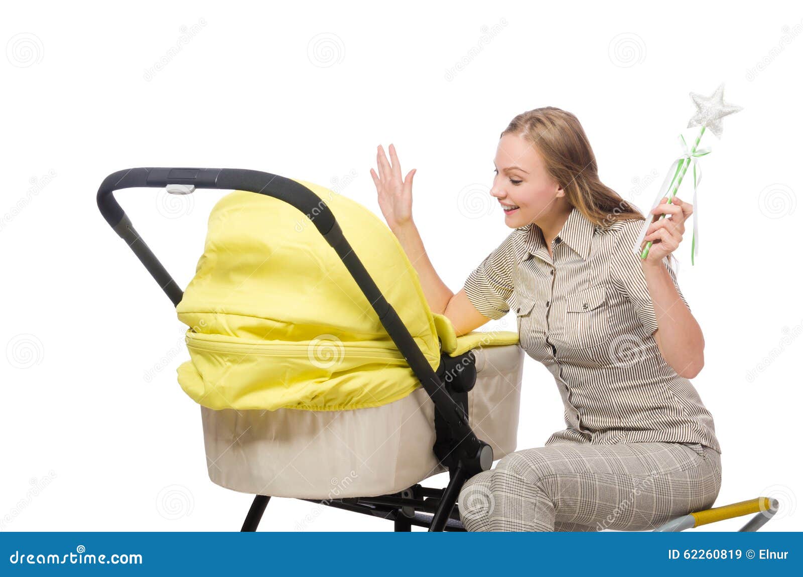 The Woman with Pram Isolated on White Stock Image - Image of infant ...