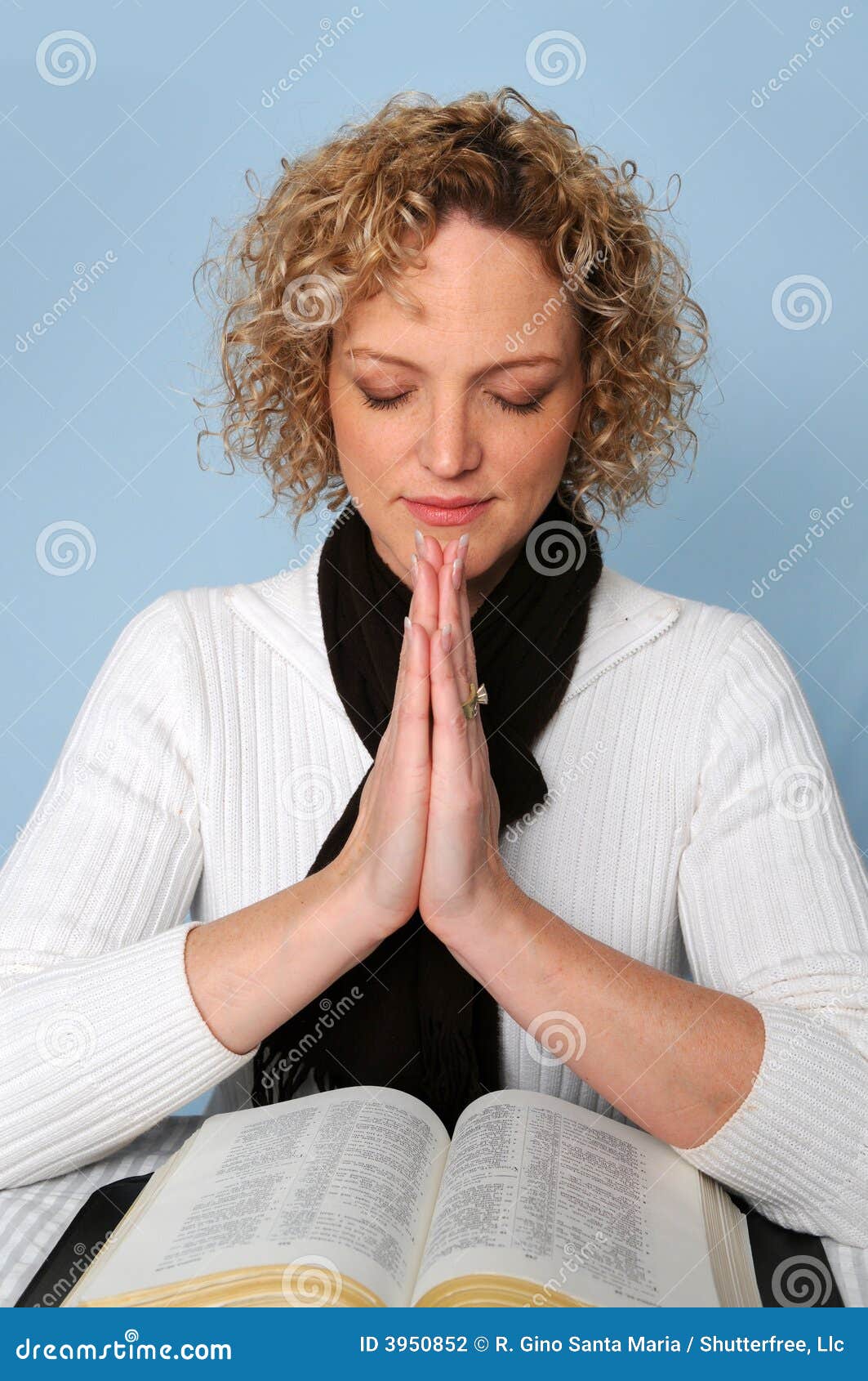 Woman in Prayer stock photo. Image of portrait, scarf - 3950852