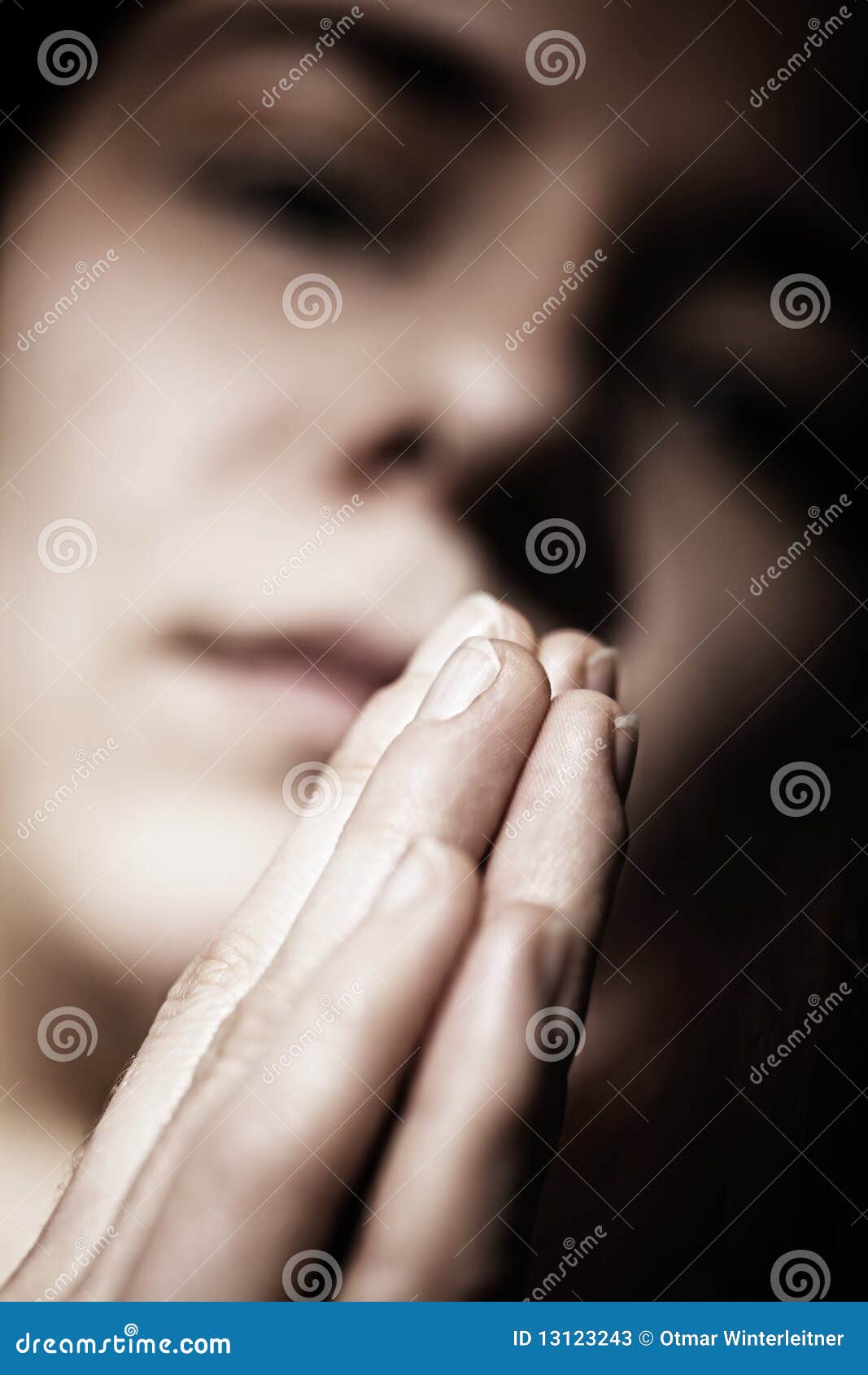 Folded Hands. Hands Of A Man Folded, Praying. Black And White. Stock ...
