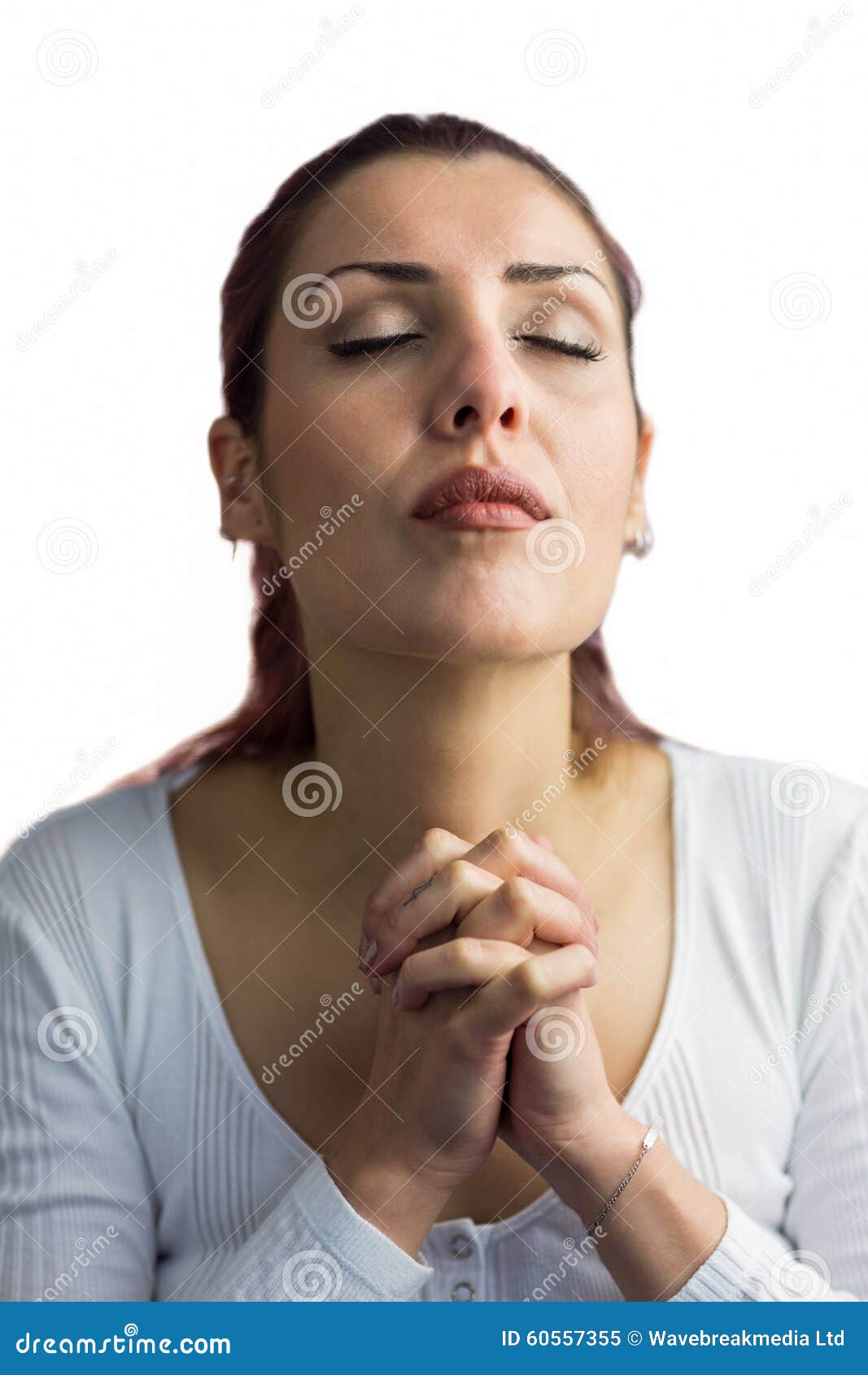 Woman Praying with Hands Together Stock Image - Image of female ...