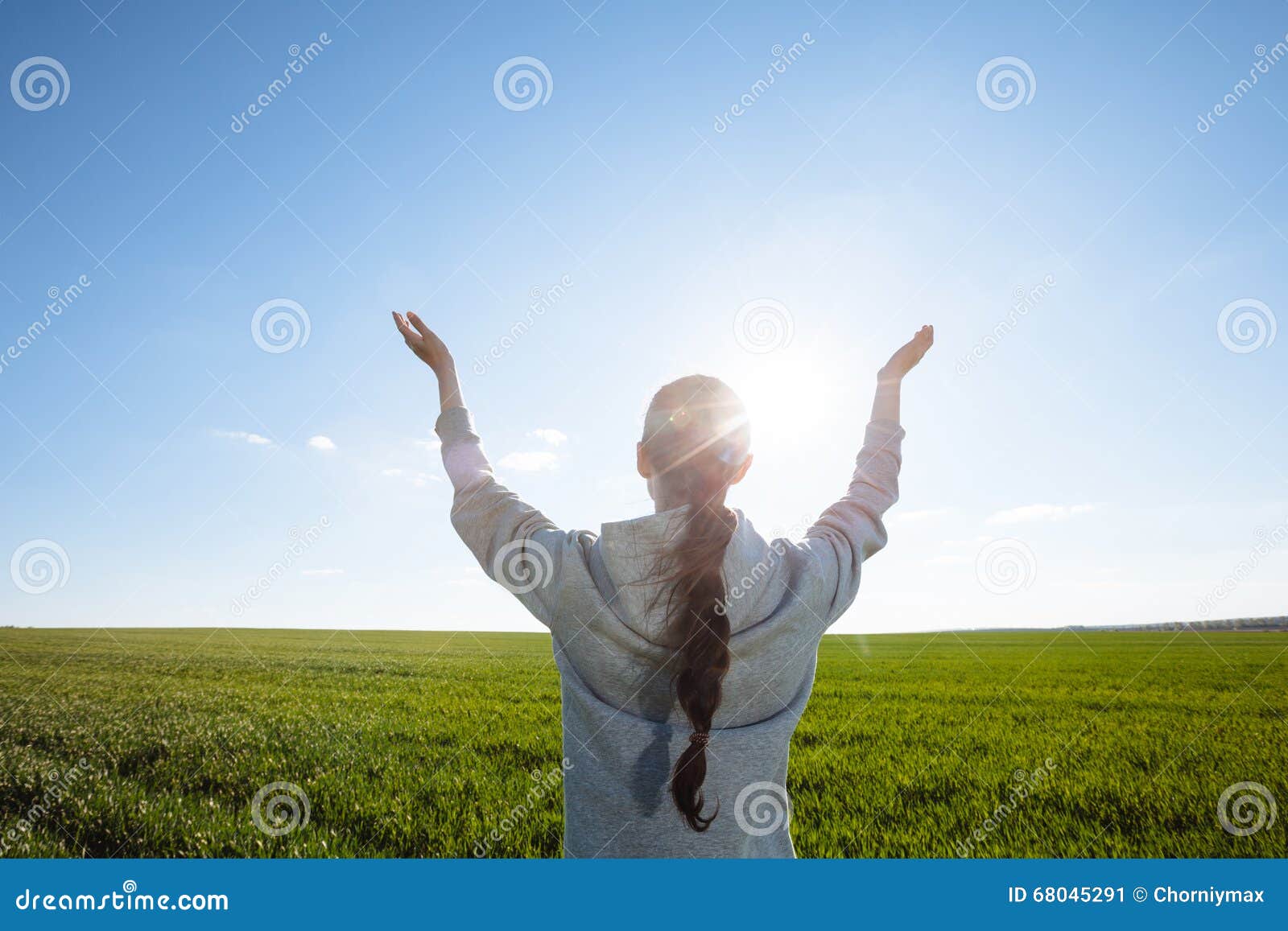 Woman Praying Outside in the Nature Stock Image - Image of ...