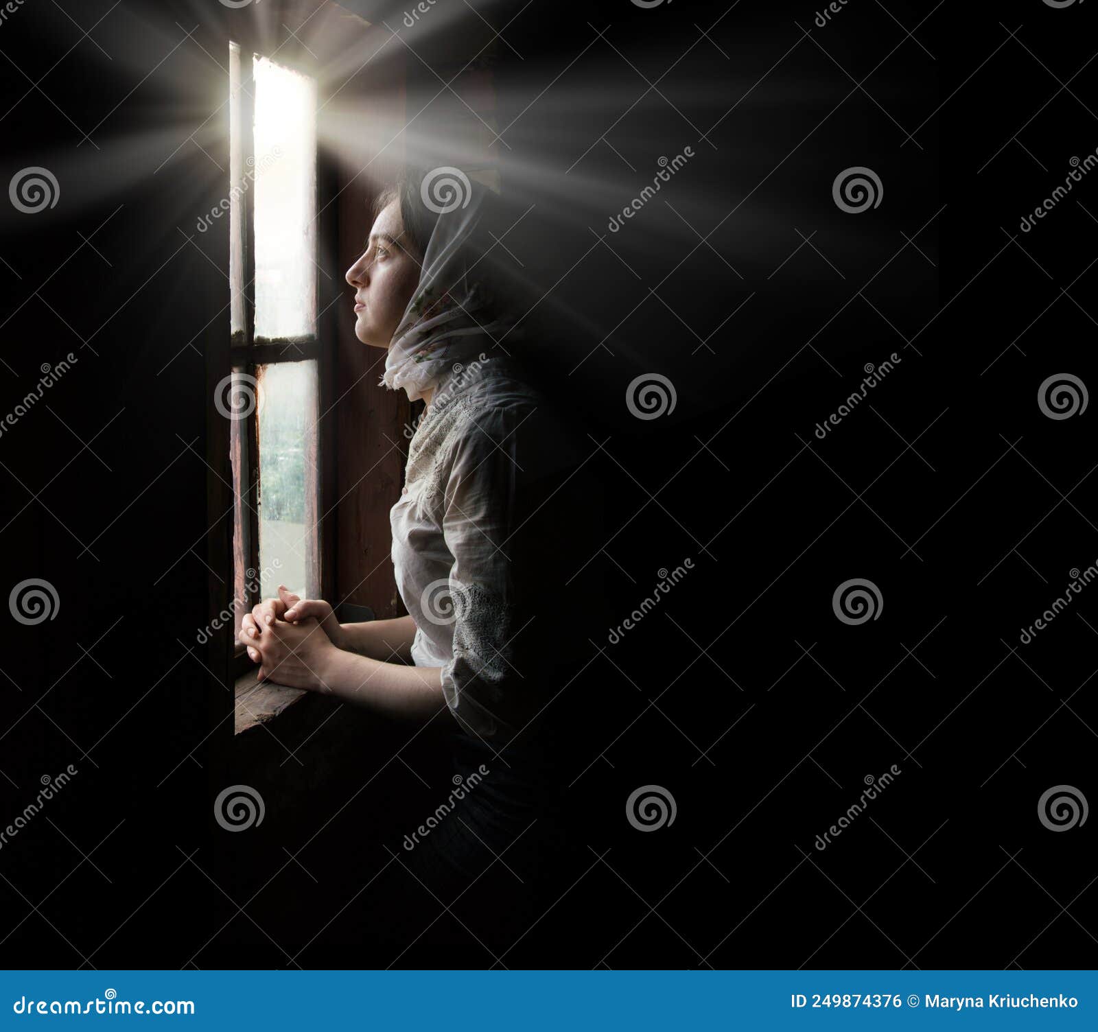 Woman Praying at the Window Stock Photo - Image of antique, israel ...