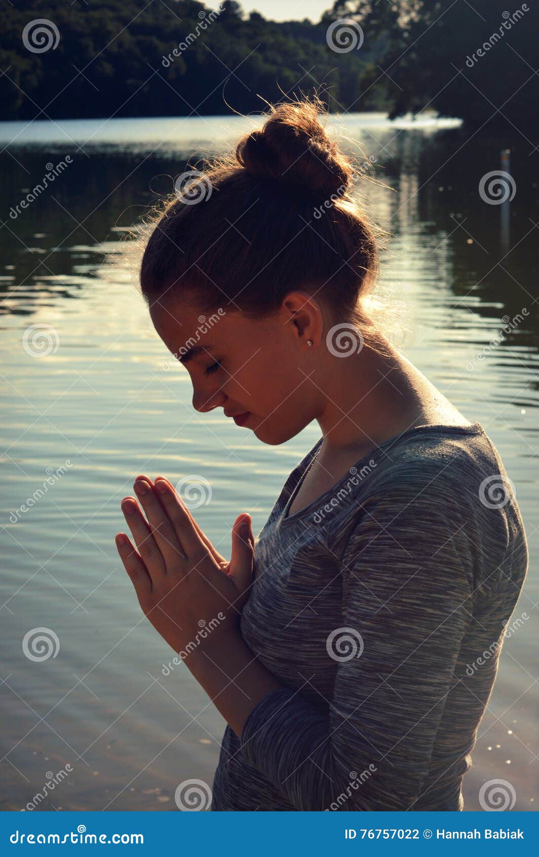 Woman Praying stock photo. Image of evening, request - 76757022