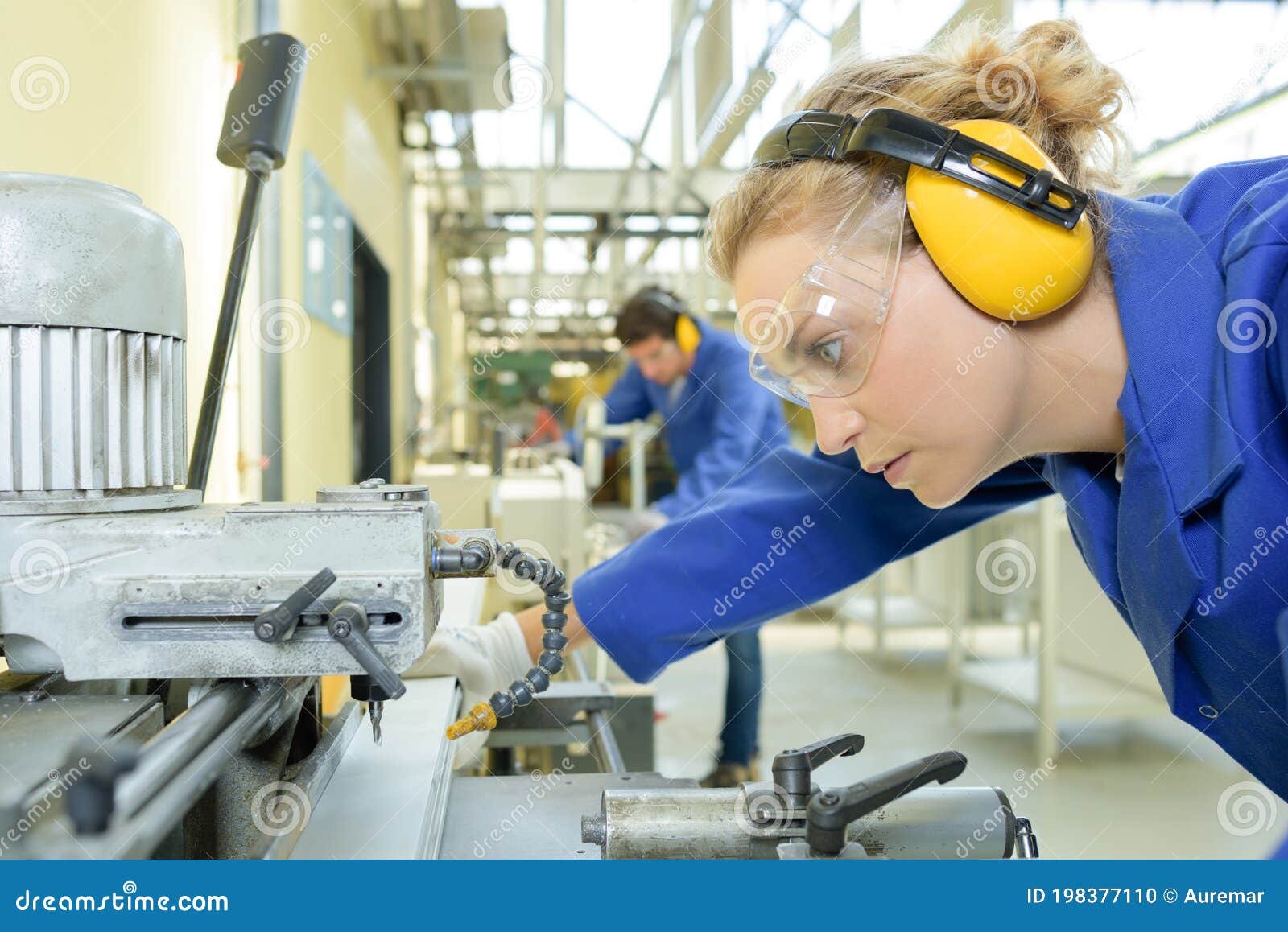 Woman Precises Machine Operation Stock Photo - Image of laborer ...