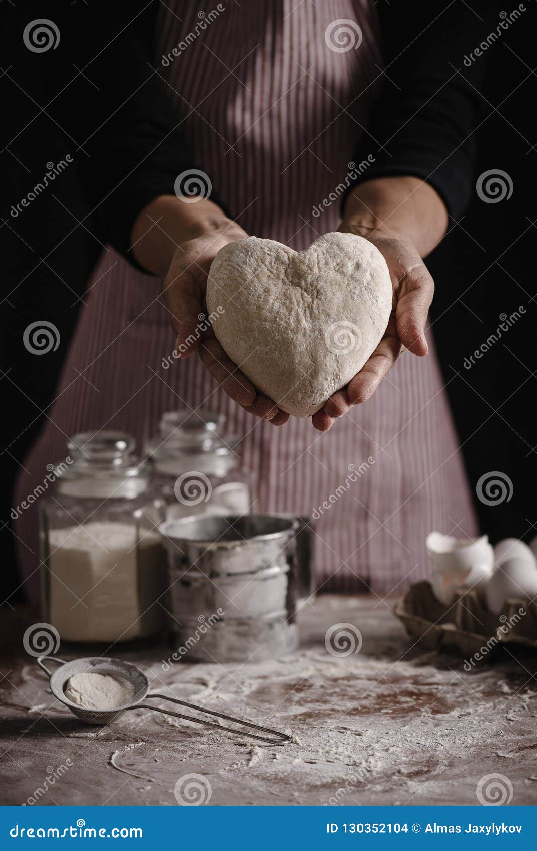 Woman Preparing Dough with Love Stock Photo - Image of chef, grain ...