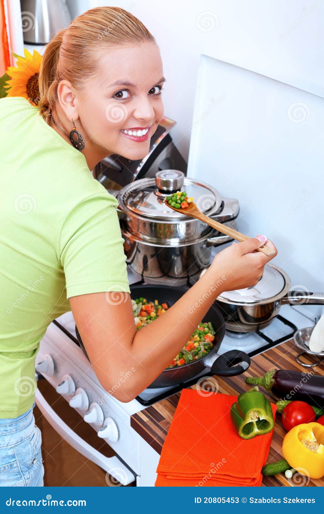 Woman preparing food stock image. Image of beautiful - 20805453